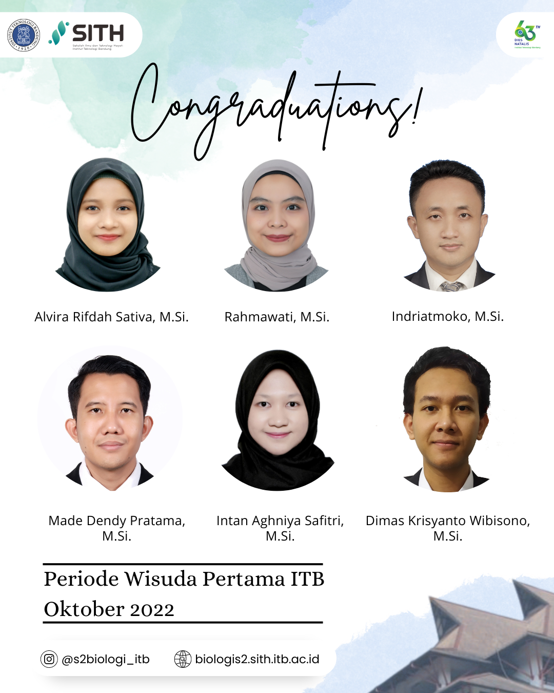 Selamat untuk Wisudawan Oktober 2022 – Program Studi Magister Biologi SITH-ITB
